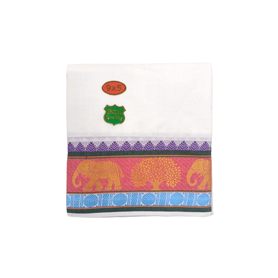 EXD776 Exclusive Dhoties pure cotton dhoti with 5" design thread borde