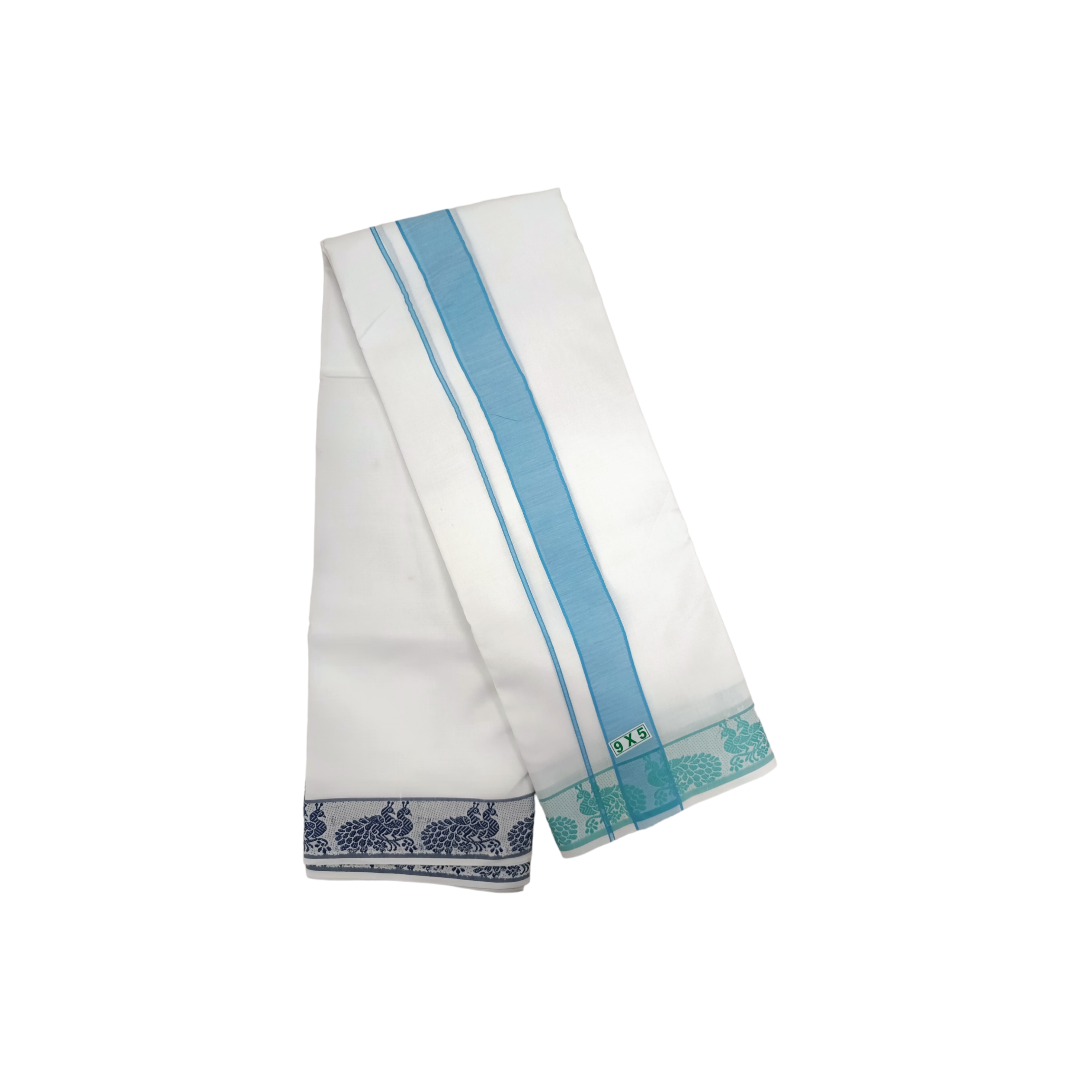 EXD788 Exclusive Dhoties 75% Cotton White Dhoti with jacquard Border S