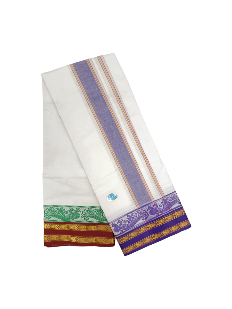 EXD794 Exclusive Dhoties Pure cotton white dhoti with 5" double border