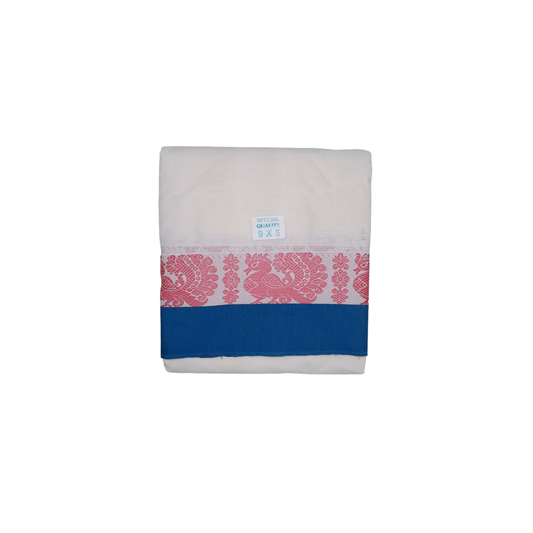 EXD764 Exclusive Dhoties Pure cotton half white dhoti with 5" fancy te