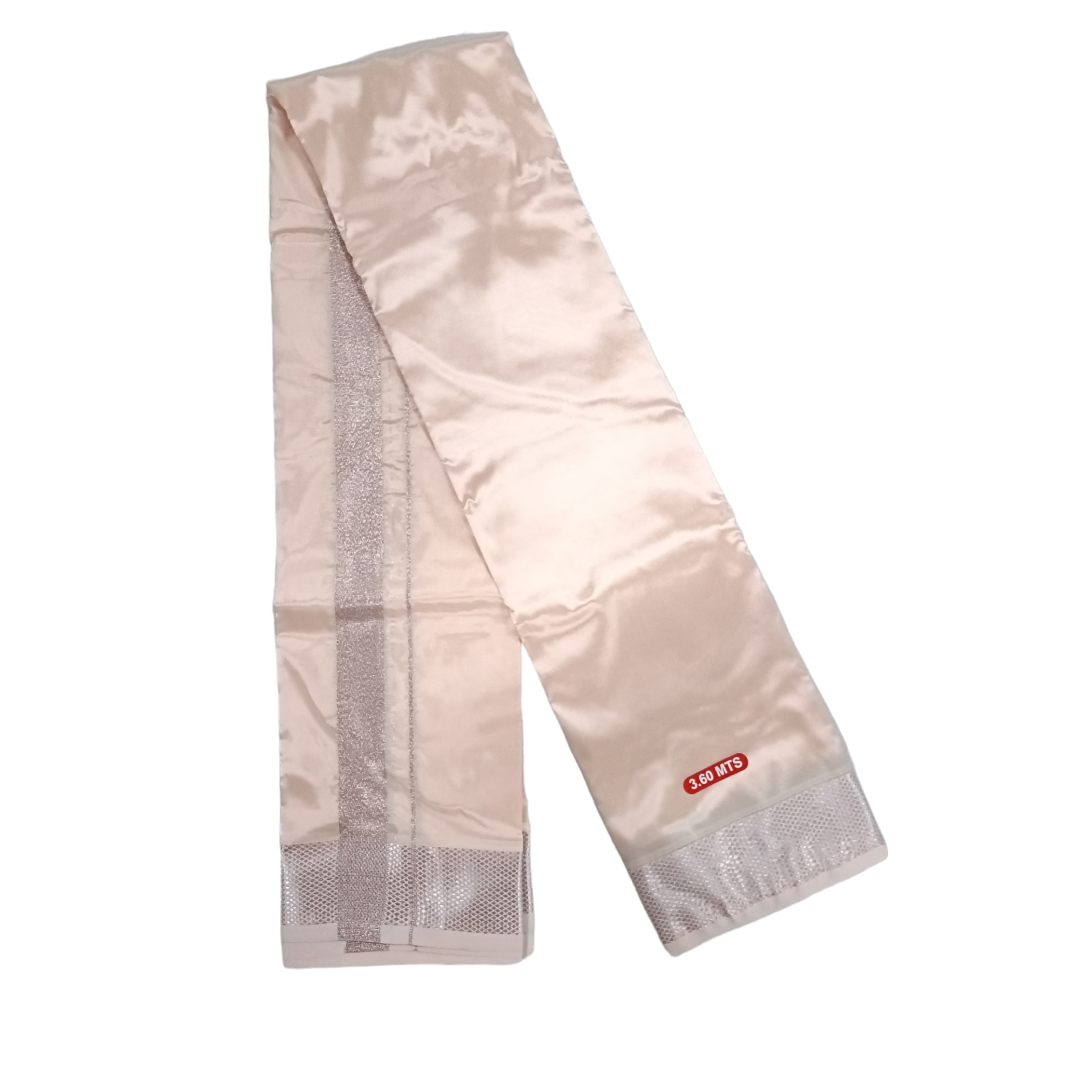 EXD783 Exclusive Dhoties Art silk Rose gold dhoti with 2" silver borde