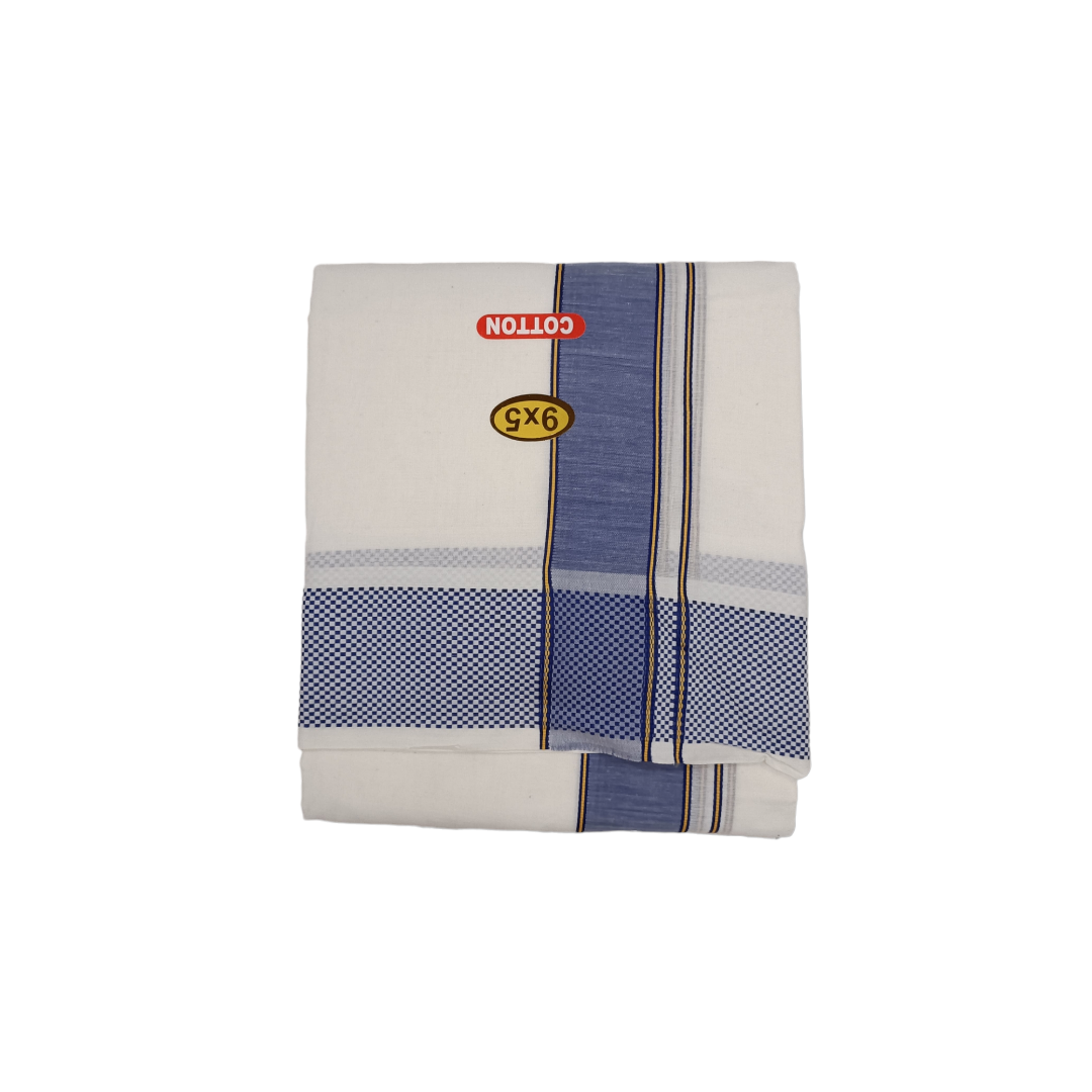 EXD769 Exclusive Dhoties Cotton dhoti with 3" small square button bord