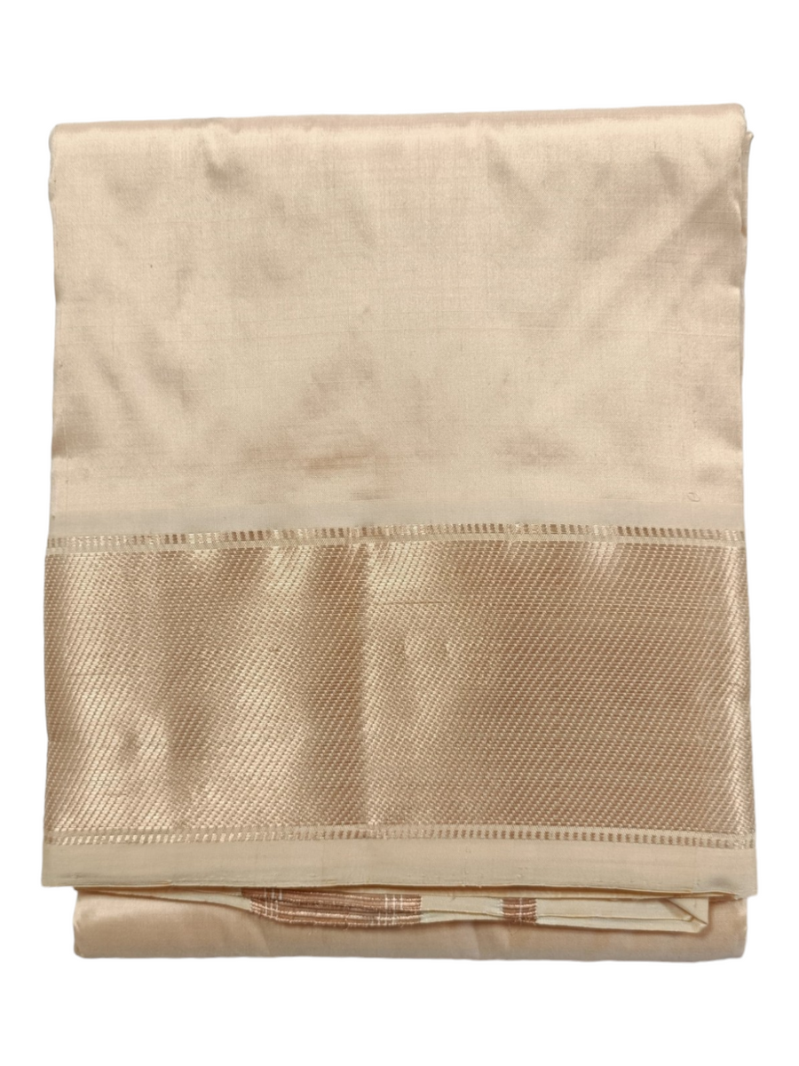 EXD804-Exclusive Dhoties Pure Silk Crem dhoti with 3" Border With Silk