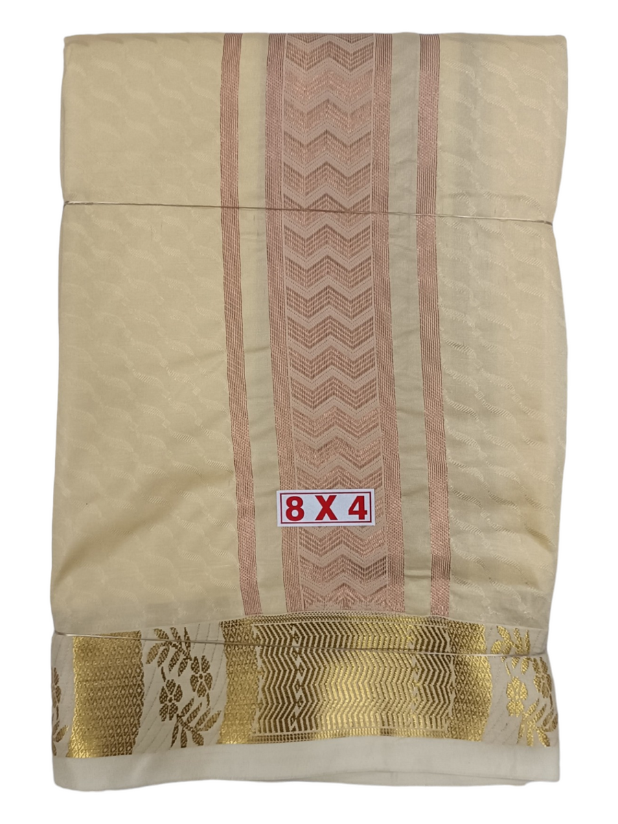 EXD813- Exclusive Dhoties Art Silk Gold Tissue Embossed Dhoti With Siz