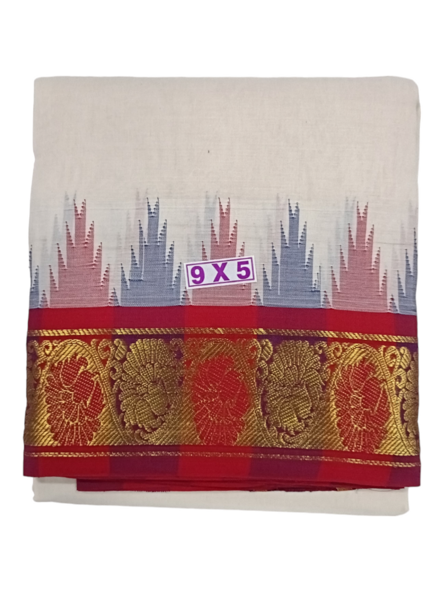 EXD821 Exclusive Dhoties Pure Cotton Dhoti With 3" Jacquard Double Col