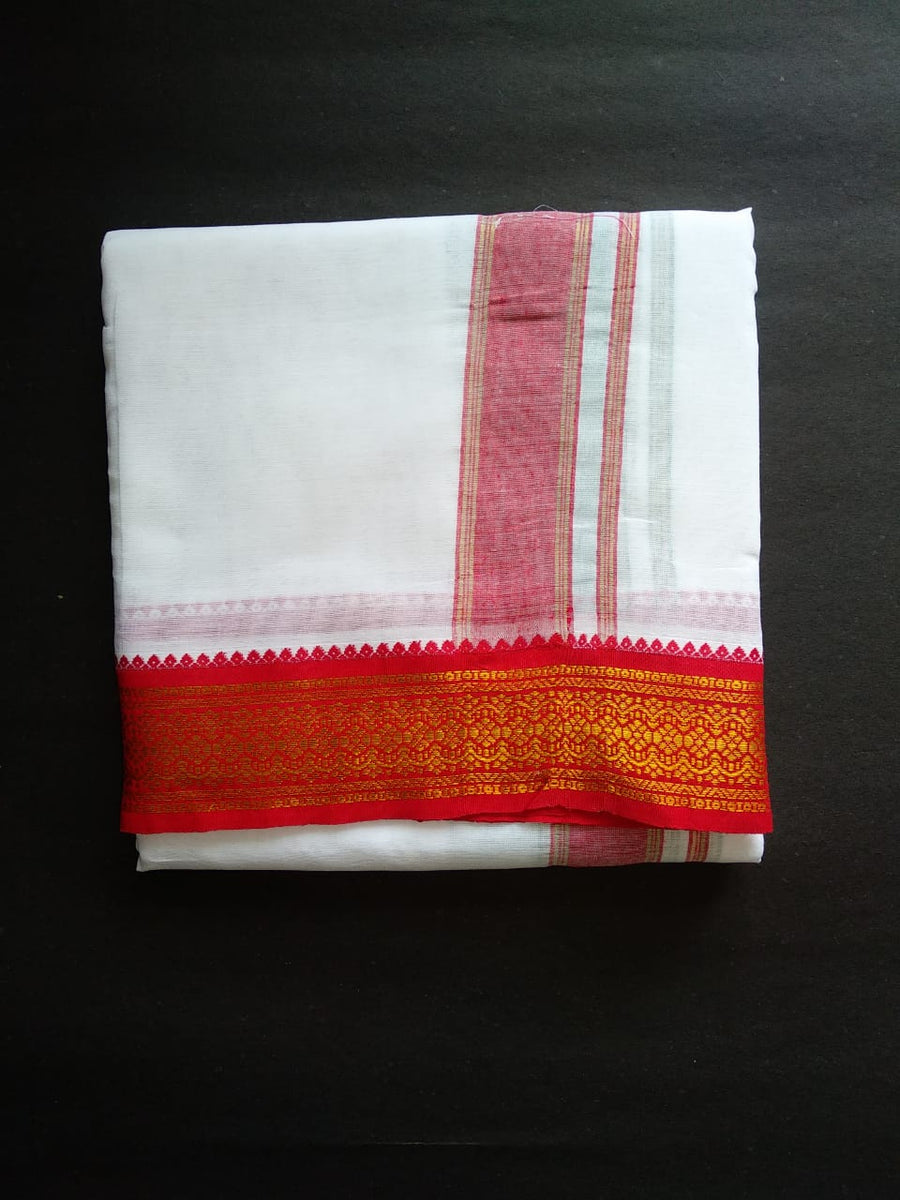 EXD614 Men's Traditional Cotton Dhoti size Mulam 10X6 (or) 4.62 Mtr Dh ...