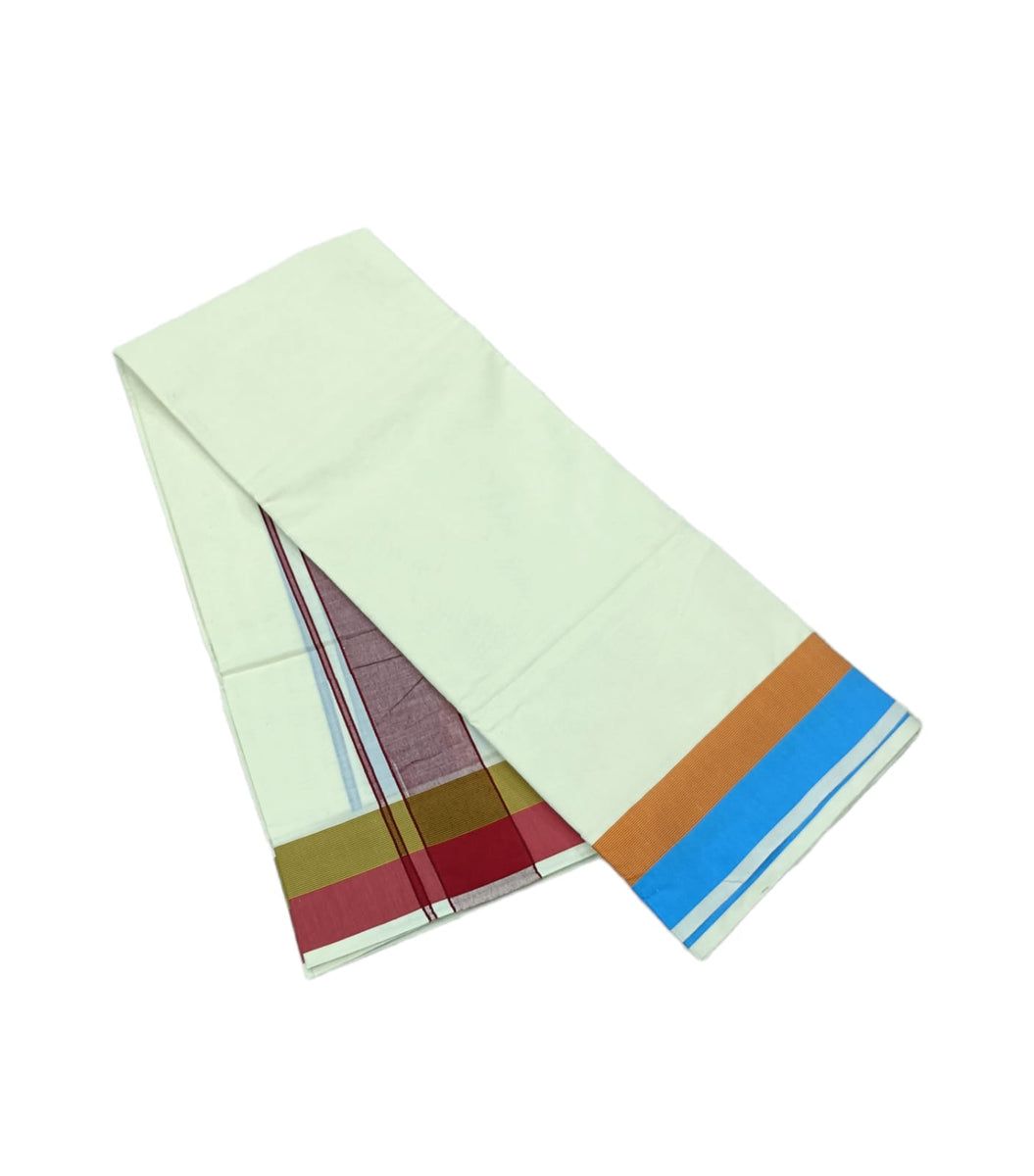 EXD737 Men's Traditional Cotton Unbleached Cream Color Dhoti With 3"Po ...