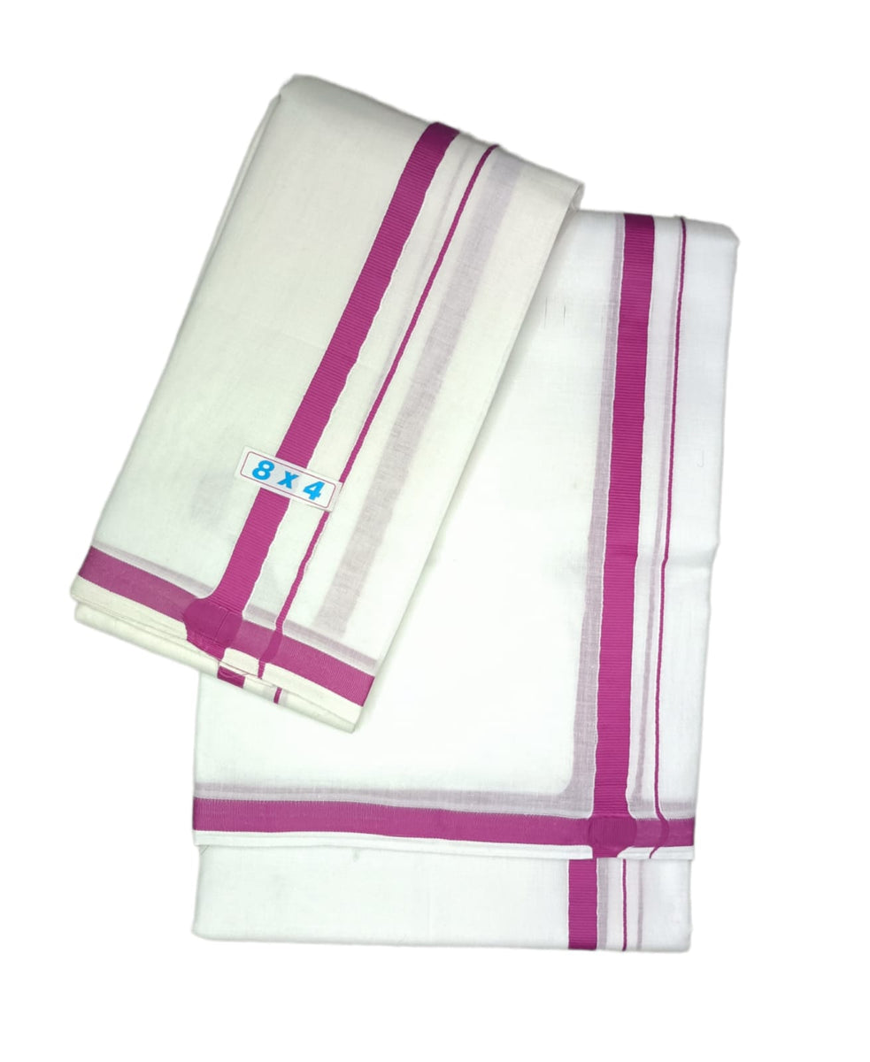 EXD740 Men's Traditional Cotton Dhoti With 1/2" Colour Border In Size ...